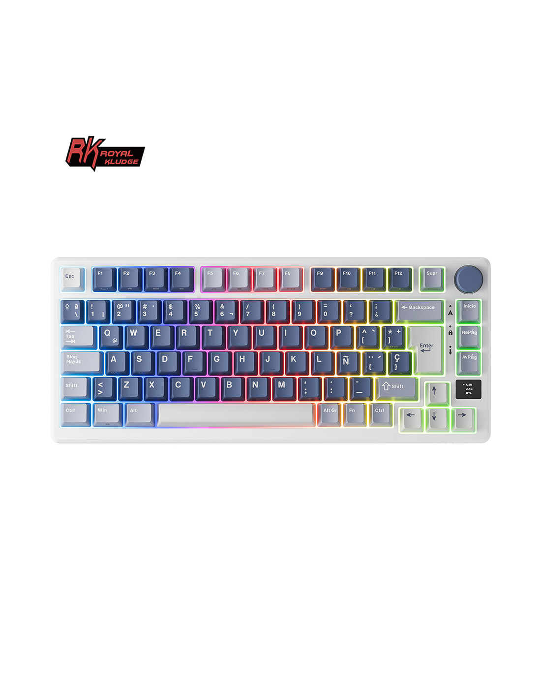 Teclado RKM75 Wireless Ocean Blue, Switch Brown, Compacto 75% Ideal