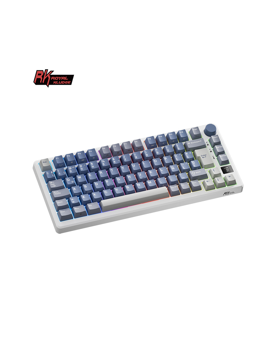 Teclado RKM75 Wireless Ocean Blue, Switch Brown, Compacto 75% Ideal